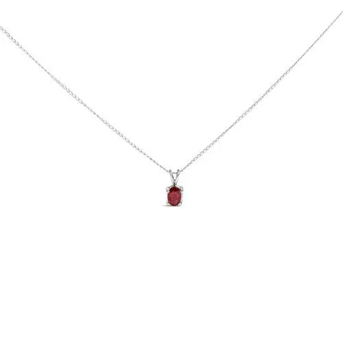 HAUS OF BRILLIANCE 14k Gold Gemstone Solitaire Pendant Necklace - Red Garnet | White